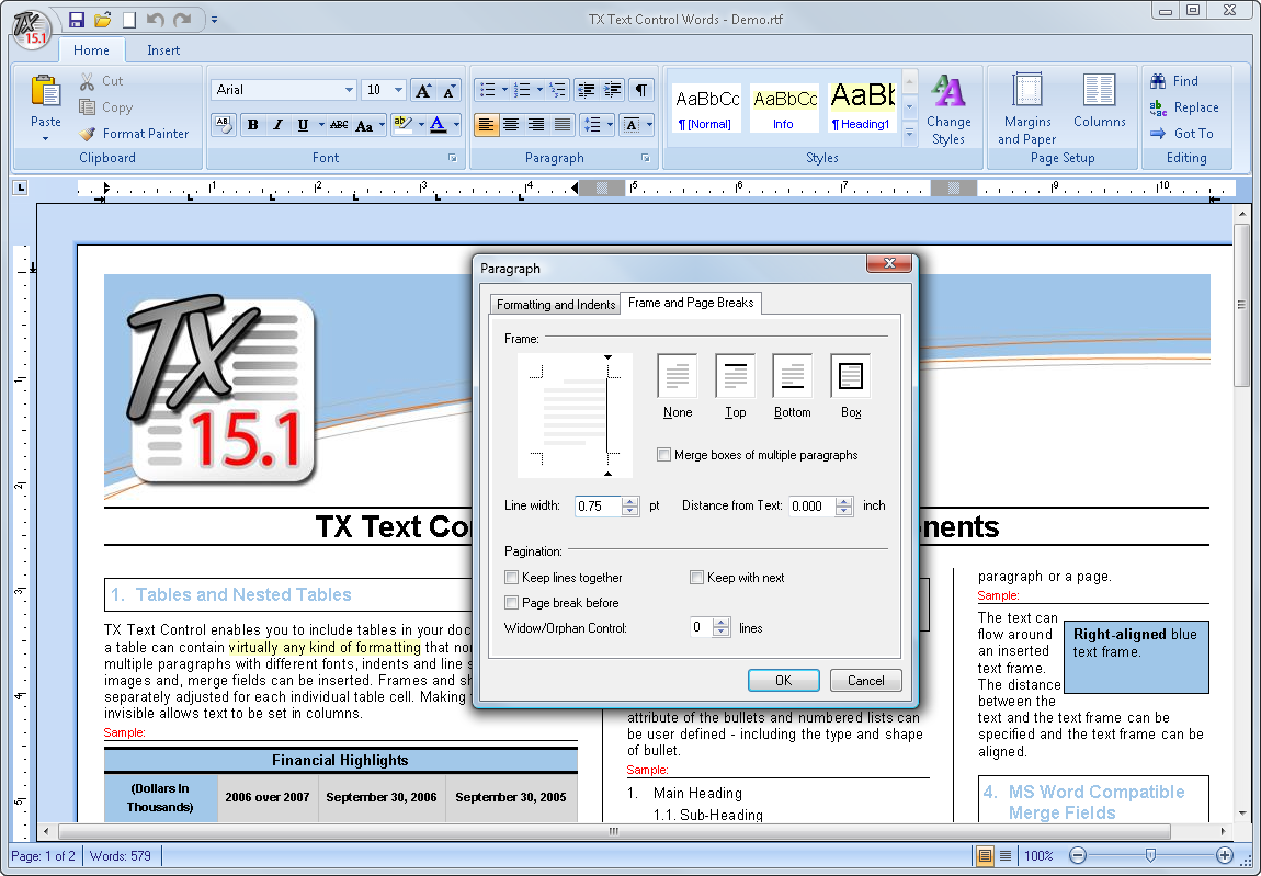 Tx Text Control Net For Windows Forms Infragistics Ribbon Bar Sample Released