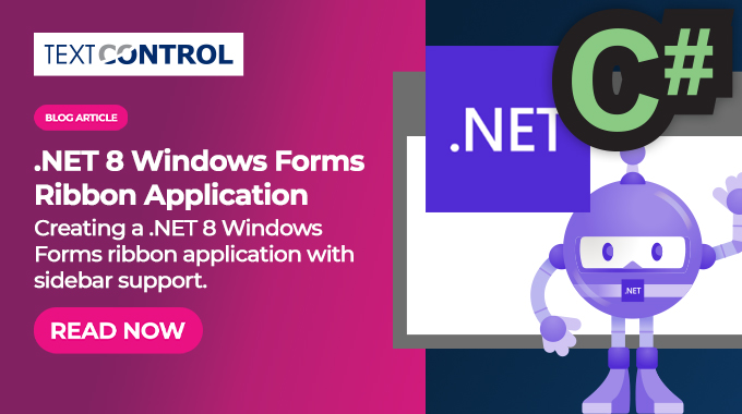 Getting Started Creating A Net 8 Windows Forms Ribbon Application With Sidebar Support